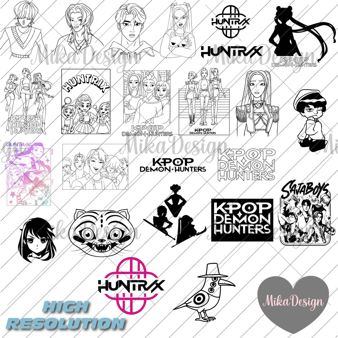 Kpop Demon SVG, Kpop Cliparts, Saja Boys Bundle PNG, Kpop Demon Hunters ...