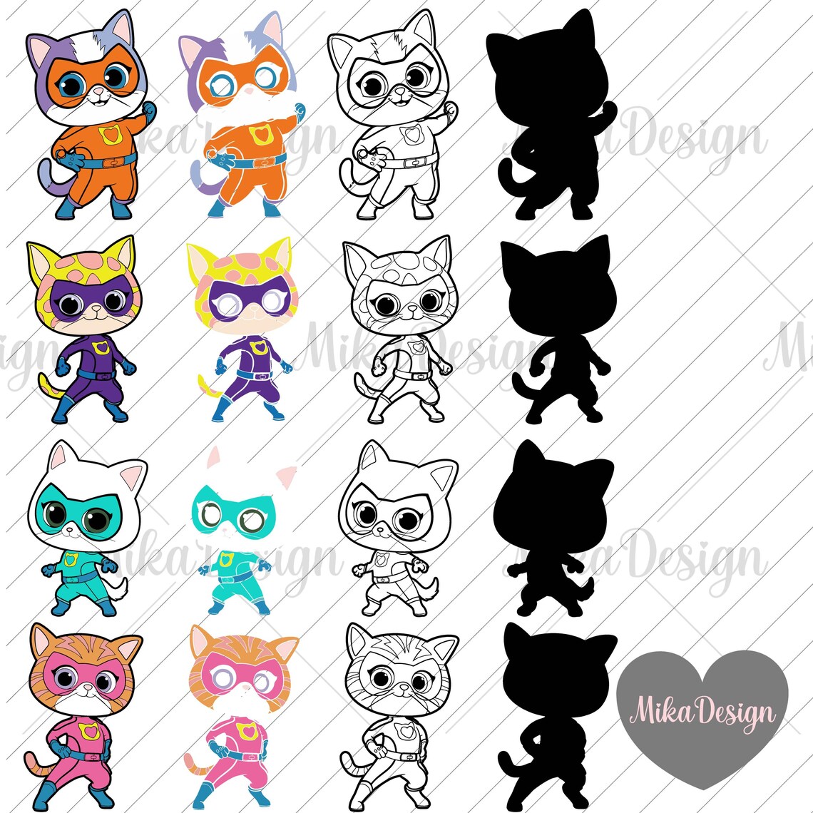 Super Cats Cliparts, Cats SVG, Cats Heros Tshirt Design, Superkities ...