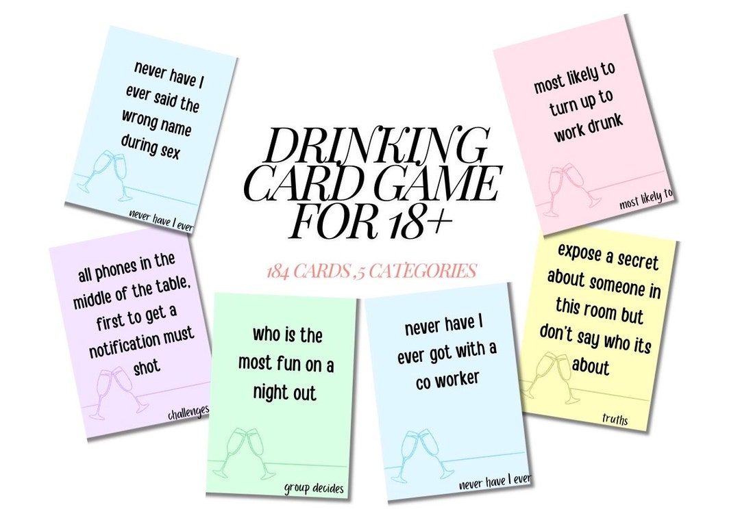 Digital Drinking Card Game for 18+. 184 Cards Across 5 Categories ...