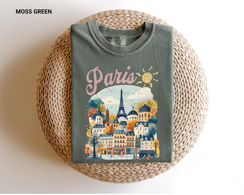 Retro Paris T-shirt: Eiffel Tower Vintage Art, Comfort Colors Tee - Etsy