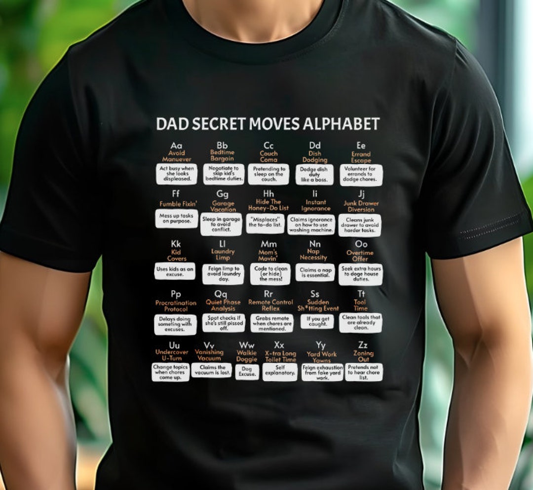 Dad Codes, Father Codes, Dad Secret Moves, Alphabet Shirt, Funny Dad ...