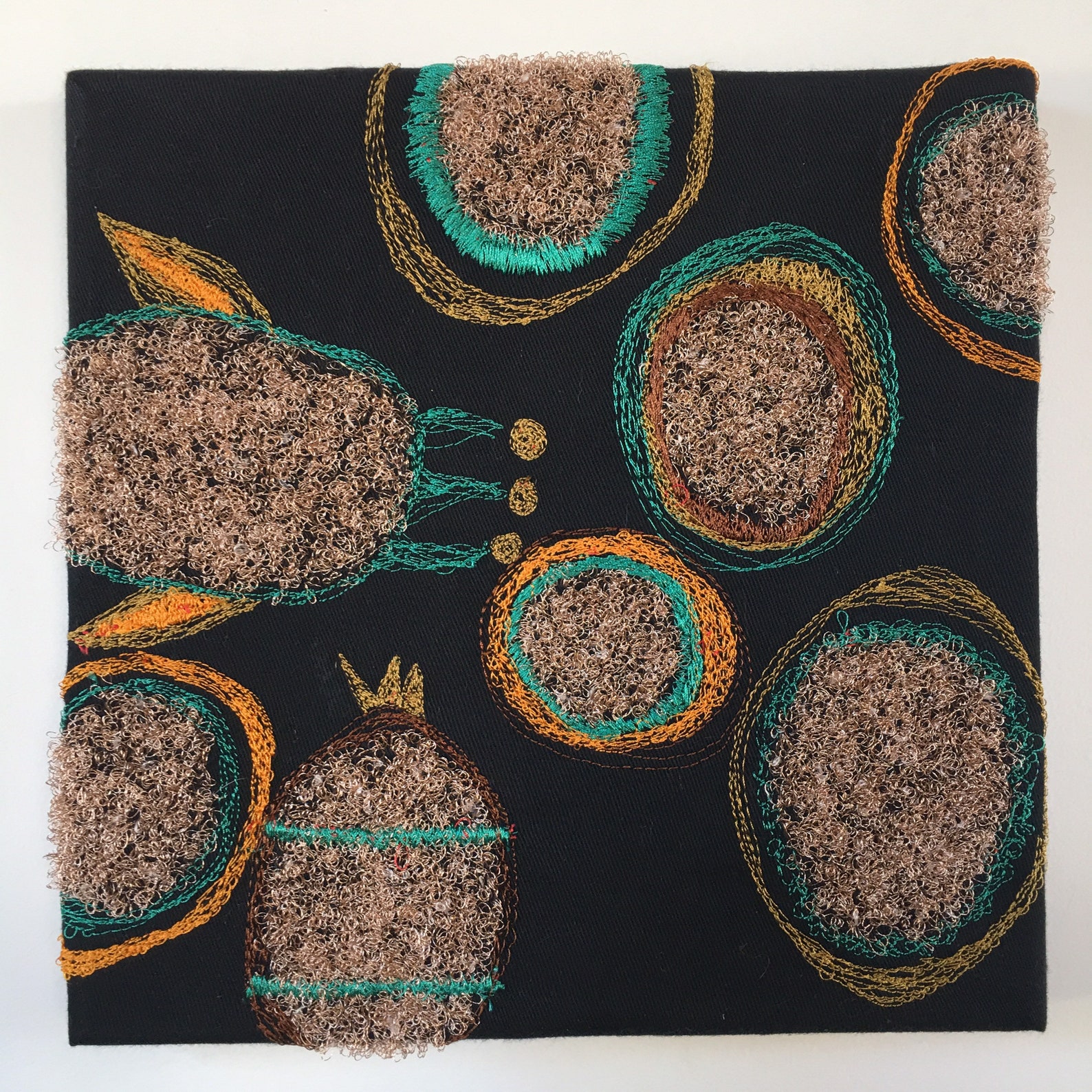 Copper Brillo Orbs in Space Embroidered Textile Art by Oliveland - Etsy