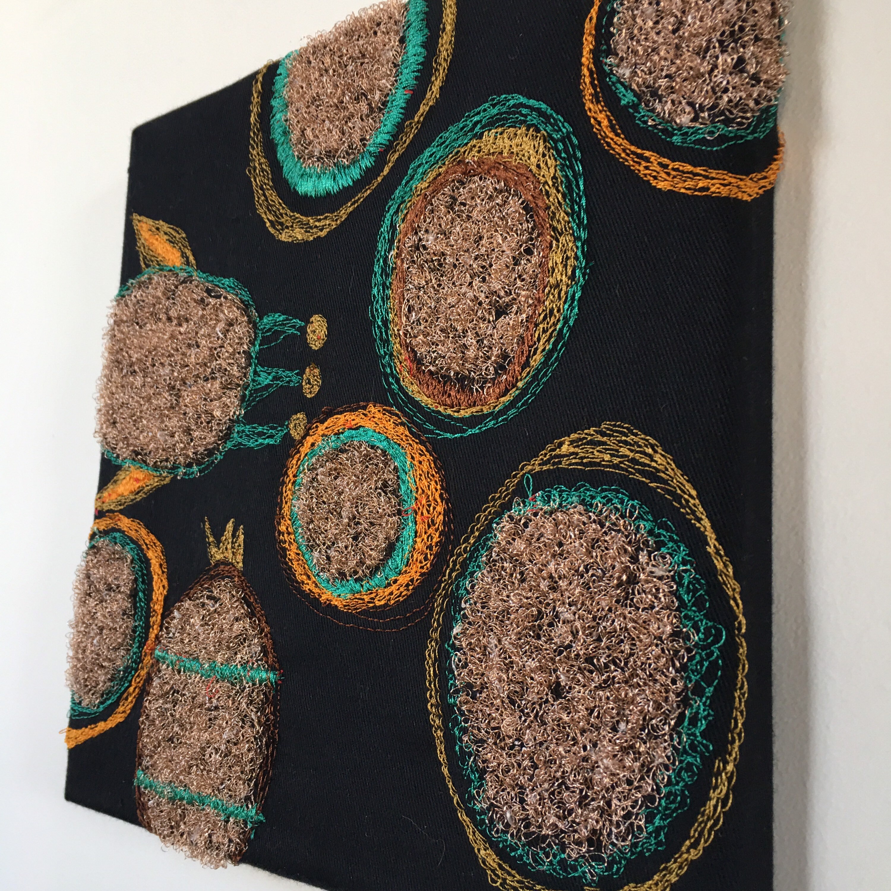 Copper Brillo Orbs in Space Embroidered Textile Art by Oliveland - Etsy