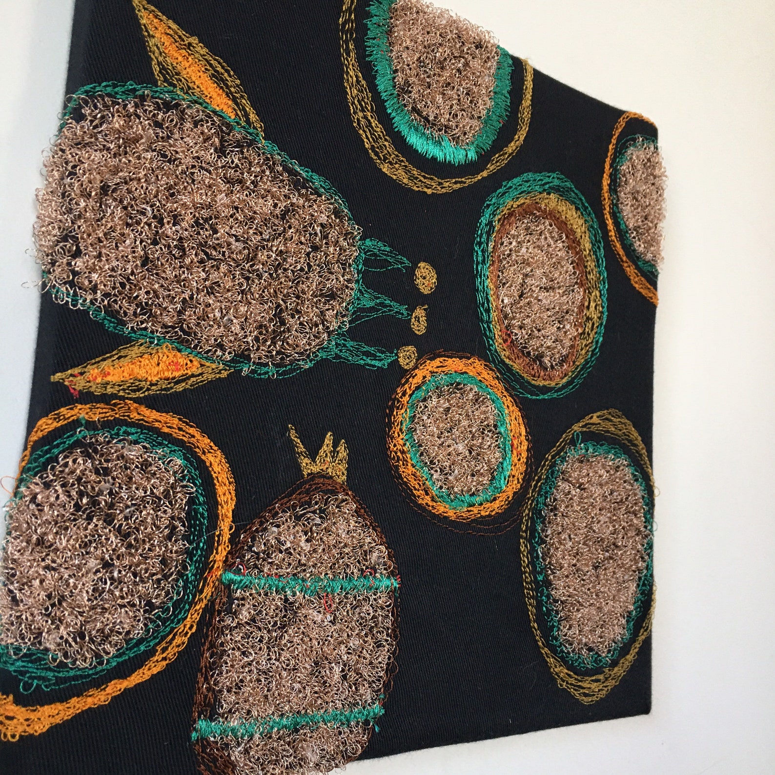 Copper Brillo Orbs in Space Embroidered Textile Art by Oliveland - Etsy