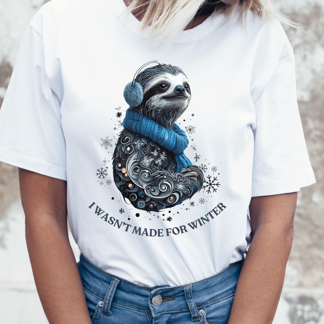 Winter Sloth PNG: Blue Scarf Design (digital Download) - Etsy