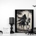 Cloaked Rider on Horseback Halloween Wall Art, Black & White Digital ...