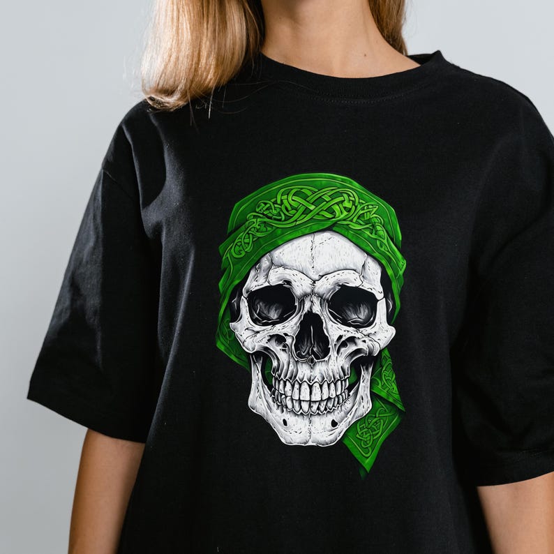 Celtic Skull Green Bandana PNG: Gothic Tattoo Art (digital Download) - Etsy