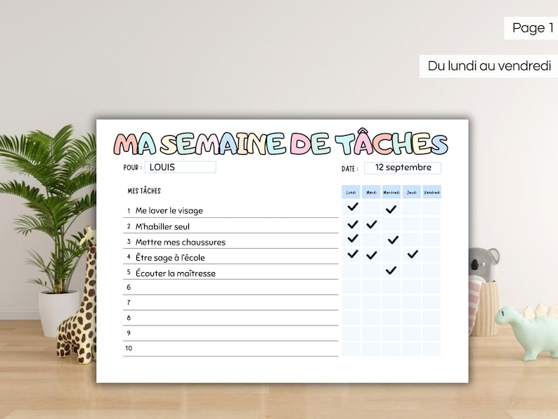 Routine Enfant à Imprimer Tableau Routine Bleu Organisation Enfant ...