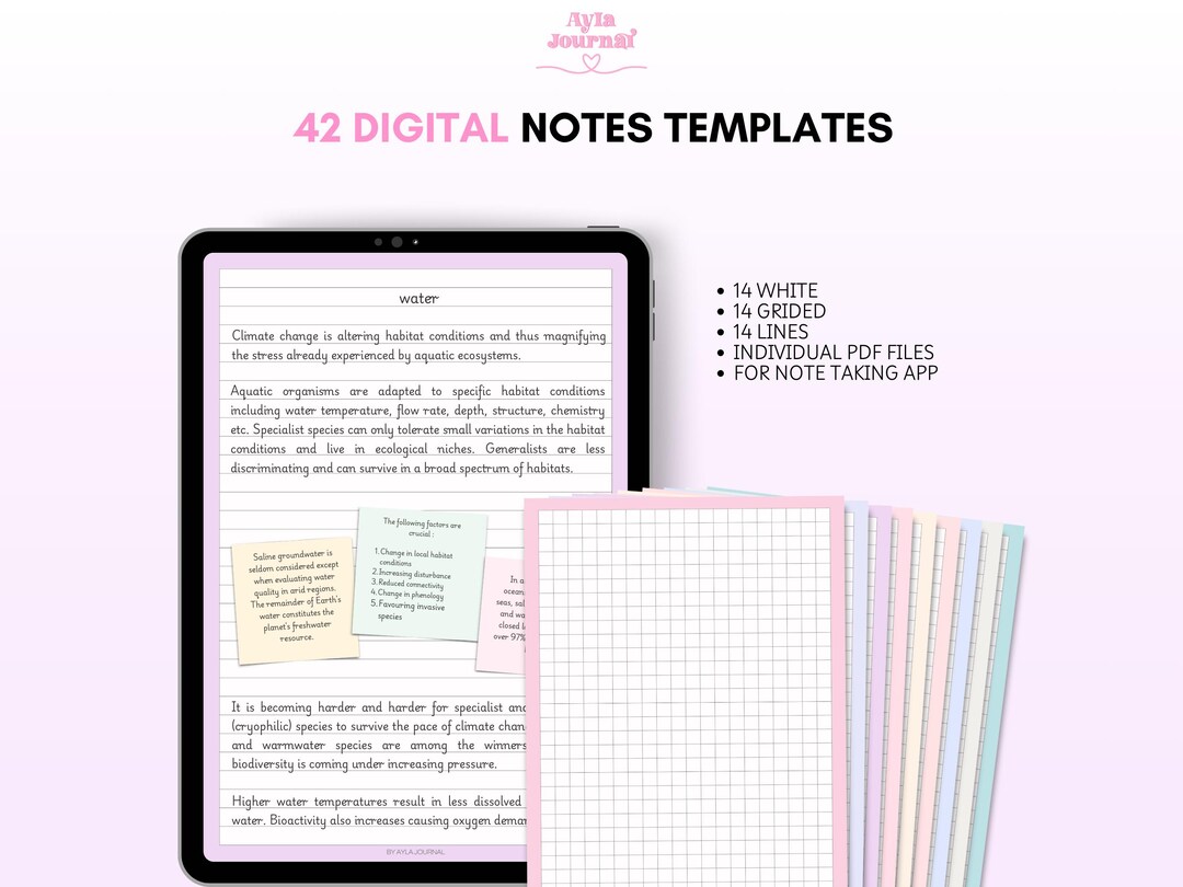 Samsung Notes Templates, Nice Pastel Colors, Compatible With Android ...