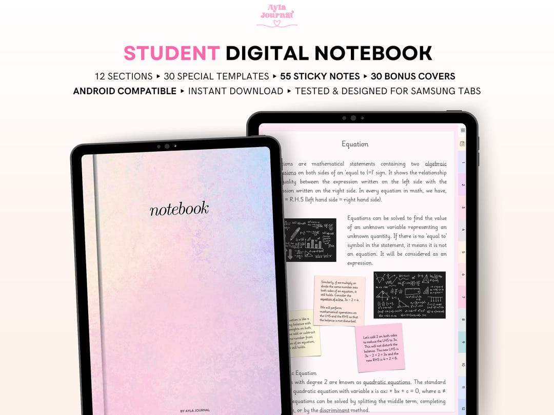 Samsung Notes Digital Notebook Pastel Pink Colors, College Student Note ...