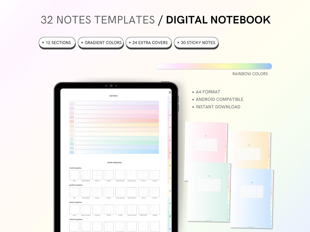 Samsung Notes Digital Notebook Rainbow Colors, College Student Note ...