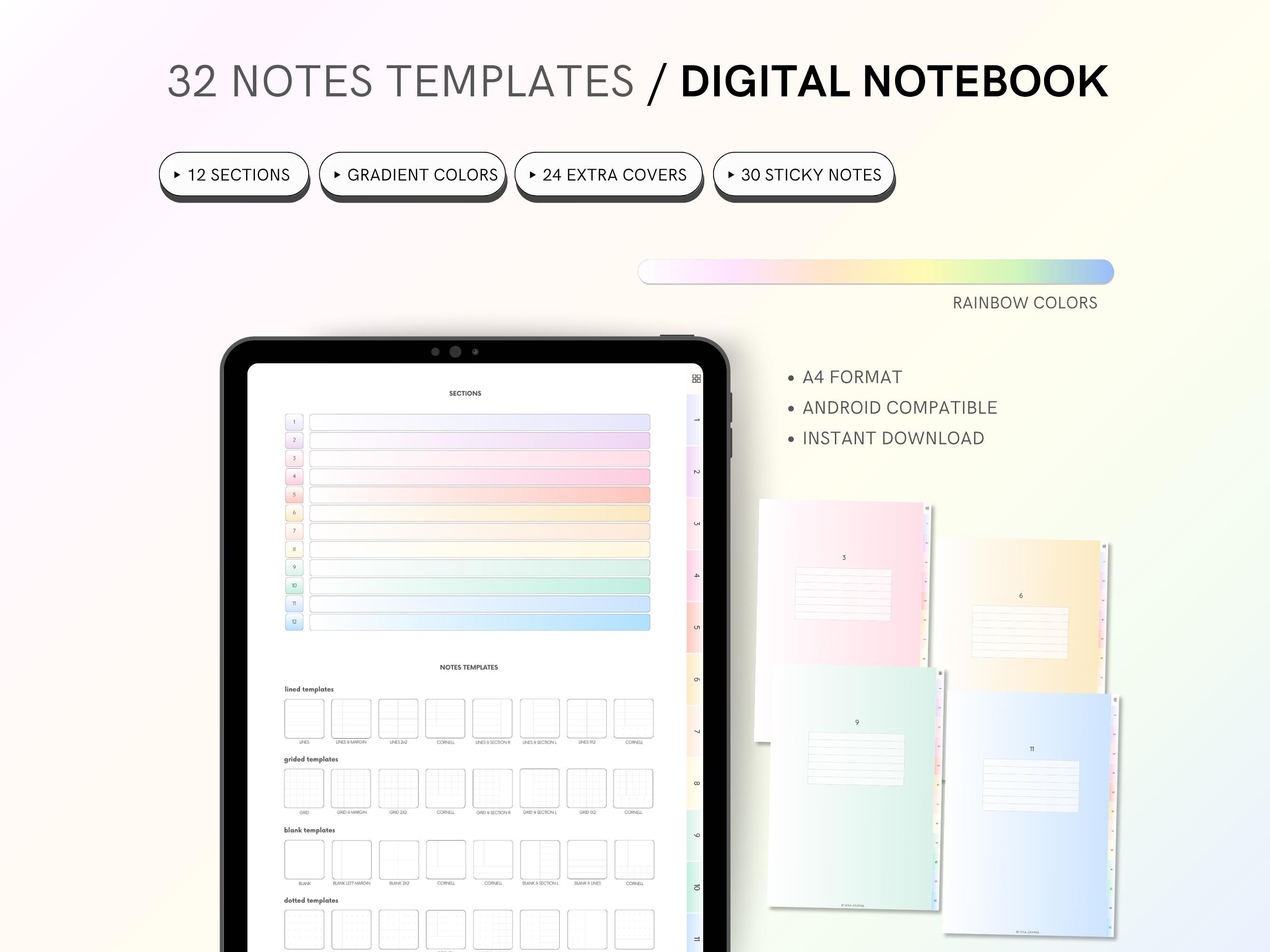 Samsung Notes Digital Notebook Rainbow Colors, College Student Note ...