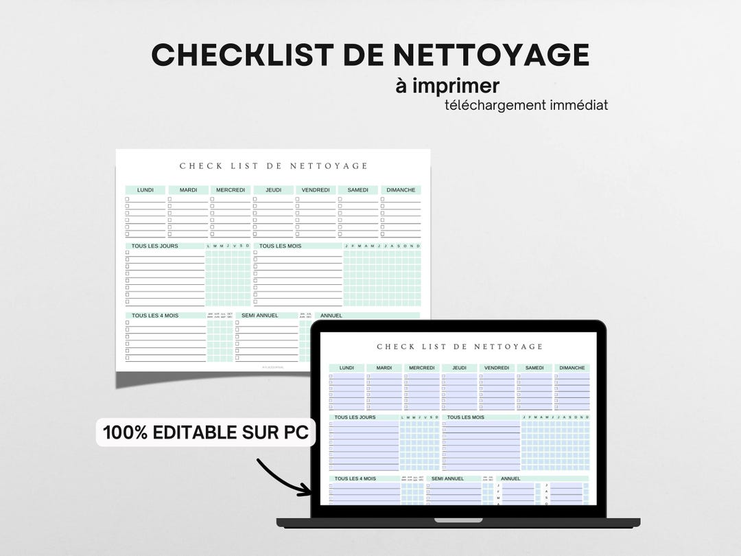 Check list de nettoyage en français / checklist de menage à imprimer ...