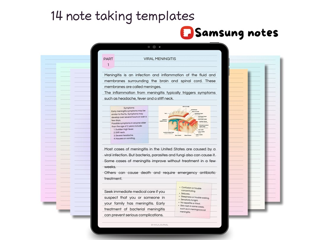 Colorful Note-taking Templates Student, College Note Templates Samsung ...