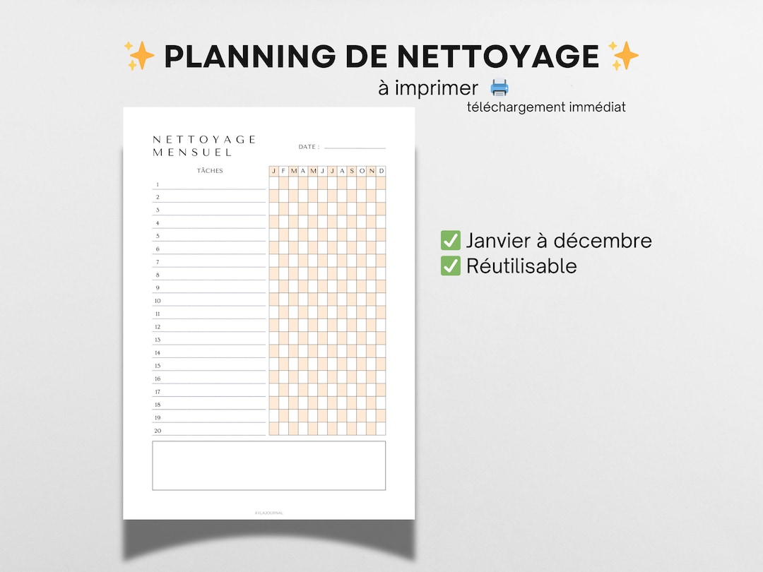 Check List De Nettoyage / Checklist De Menage à Imprimer En Format A4 ...