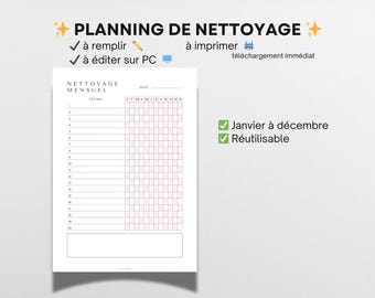 Check List De Nettoyage / Checklist De Menage à Imprimer En Format A4 ...