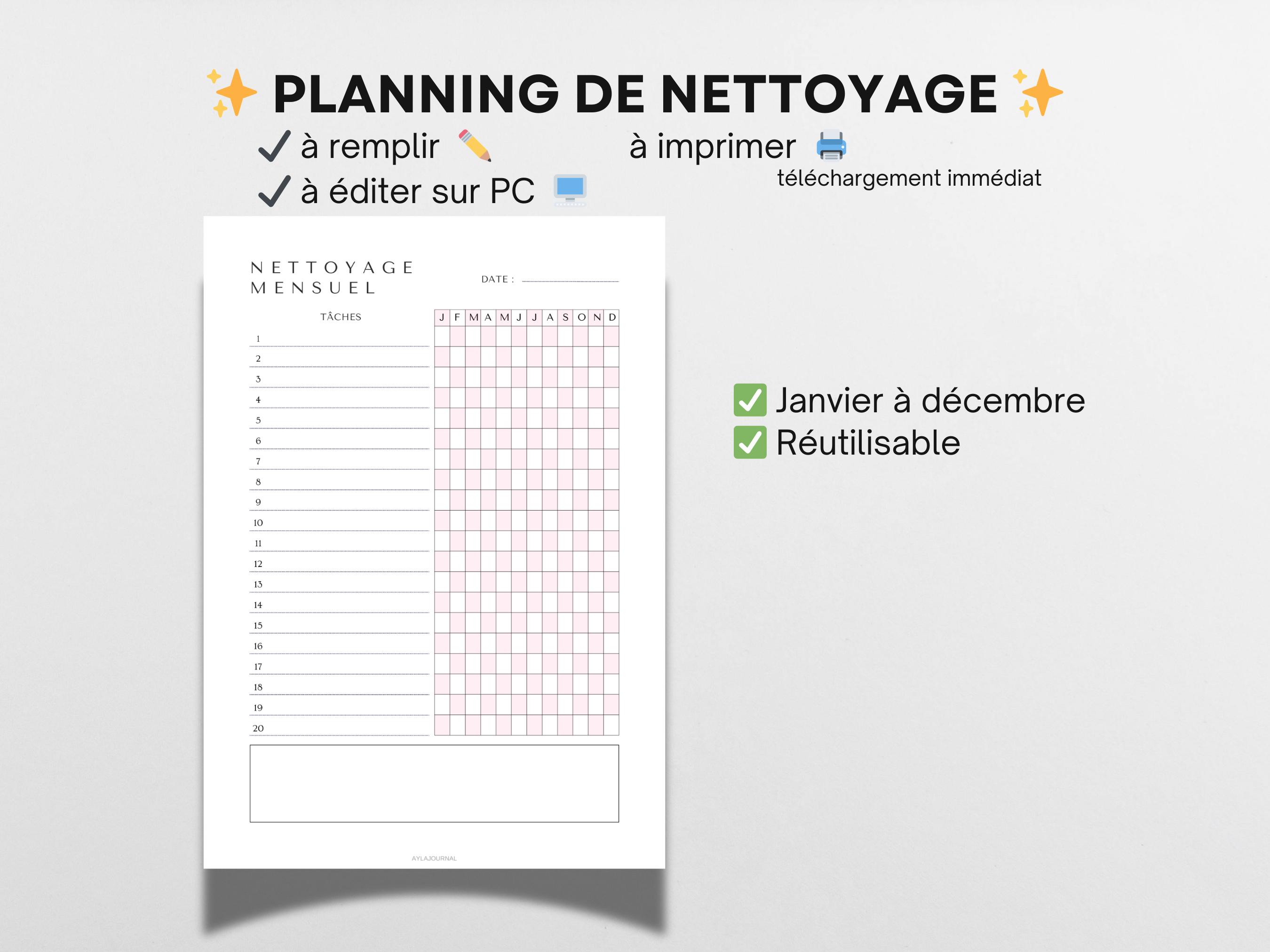 Check List De Nettoyage Français / Checklist De Menage à Imprimer En ...