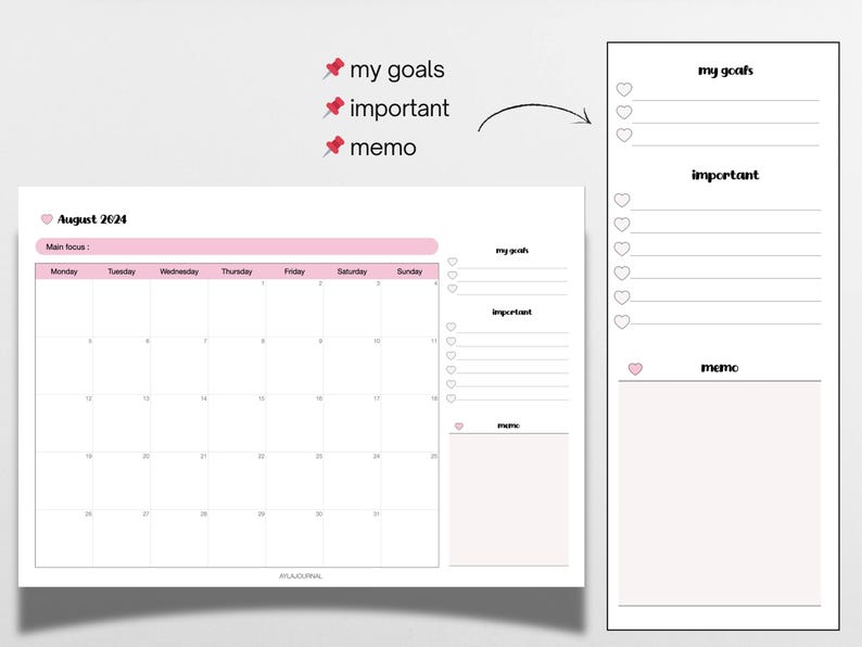 Printable Mid year Calendar 2024 2025 Aesthetic Printable monthly ...