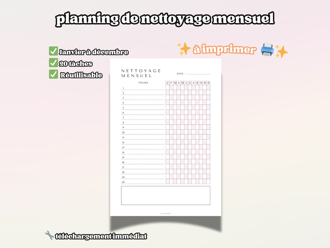 Check List De Nettoyage / Checklist De Menage à Imprimer En Format A4 ...