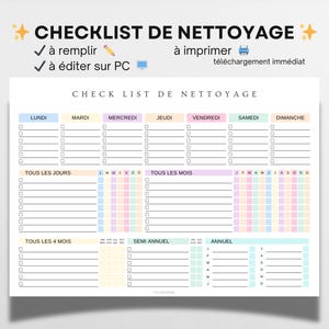 Check List De Nettoyage Français / Checklist De Menage à Imprimer ...