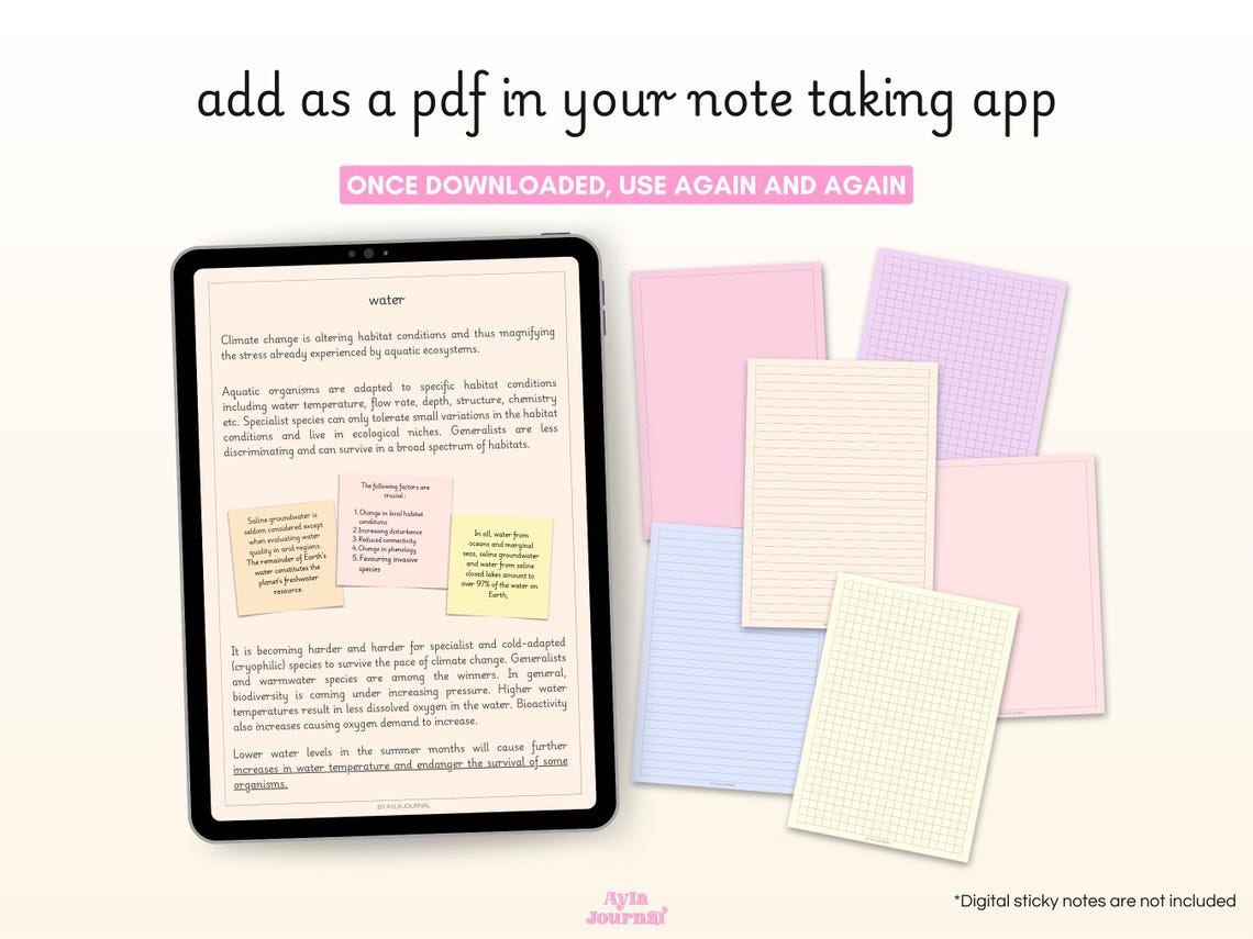 Samsung Notes Templates, Pastel Colors, Compatible With Android ...