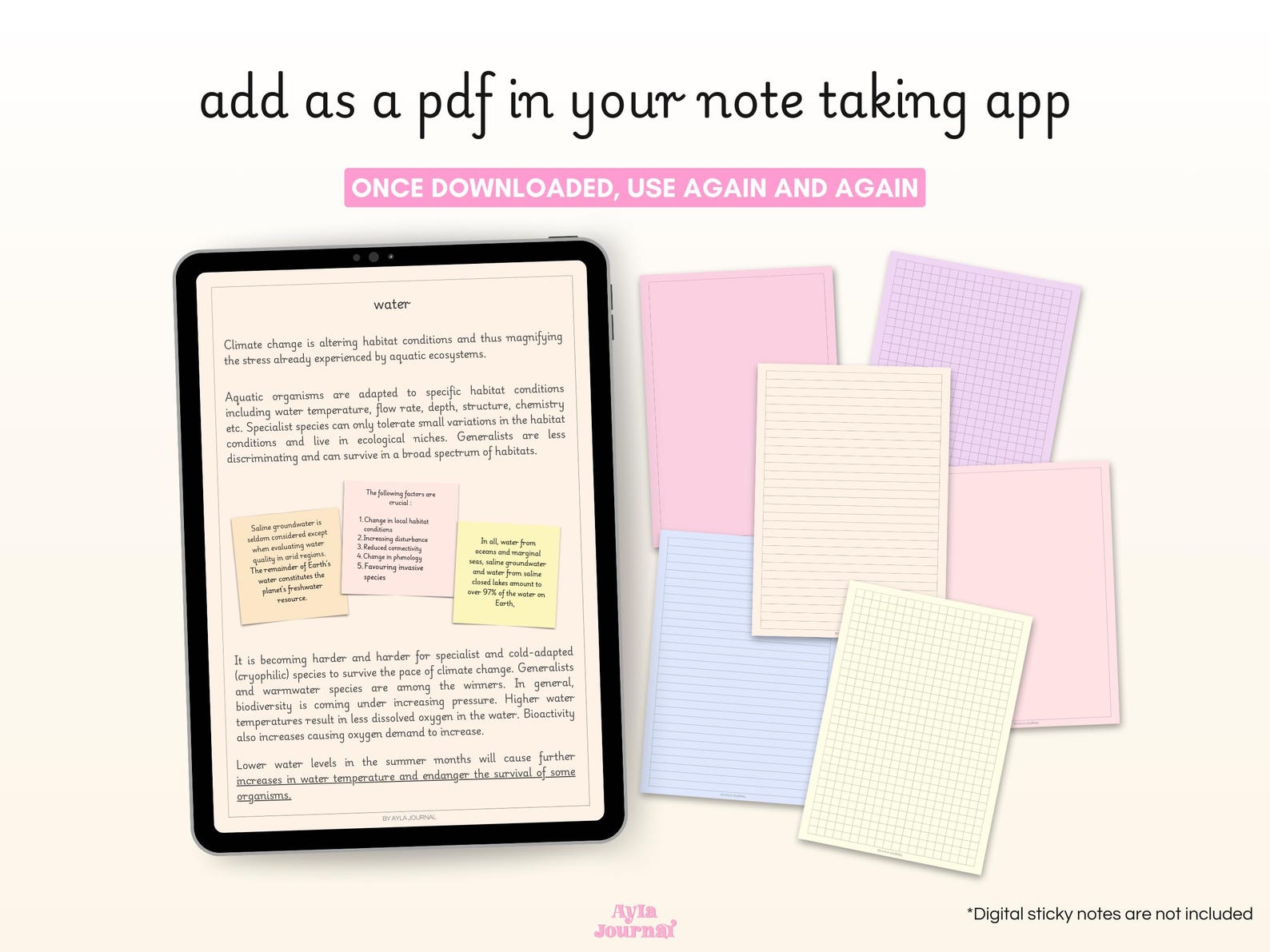 Samsung Notes Templates, Pastel Colors, Compatible With Android ...