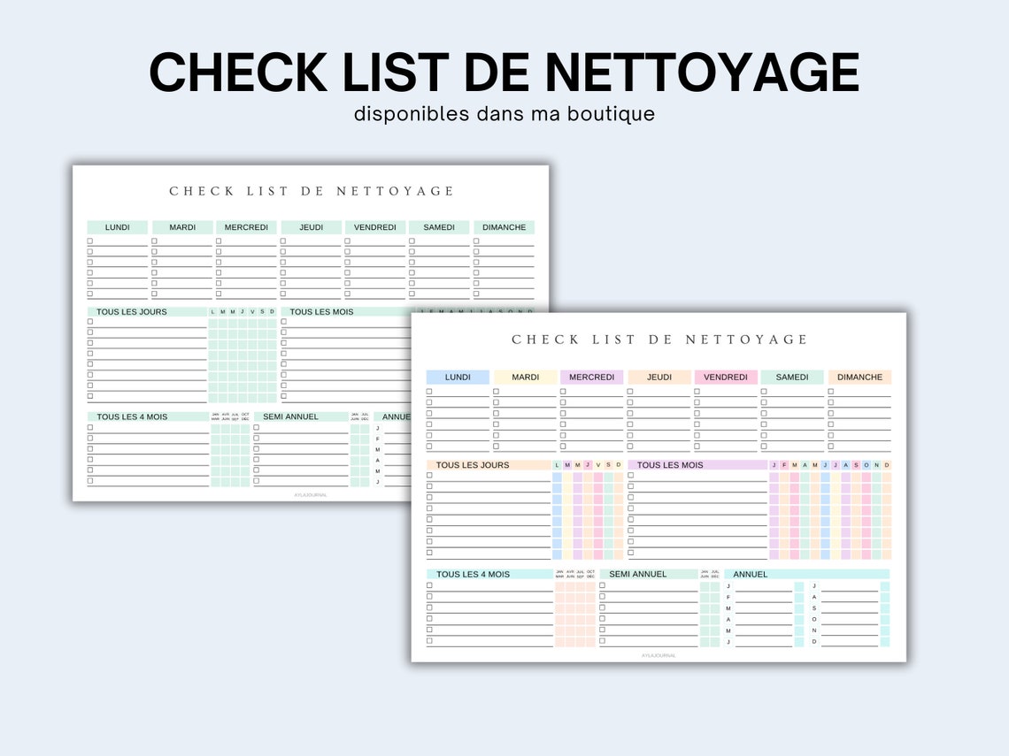 Check List De Nettoyage / Checklist De Menage à Imprimer En Format A4 ...