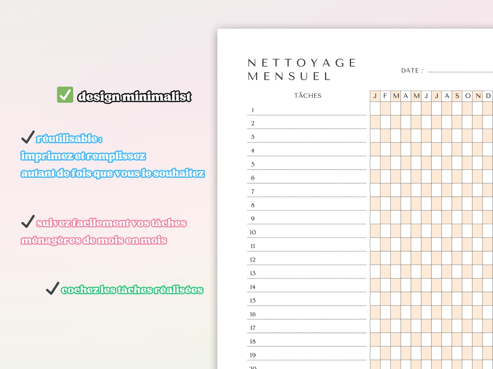 Check List De Nettoyage / Checklist De Menage à Imprimer En Format A4 ...