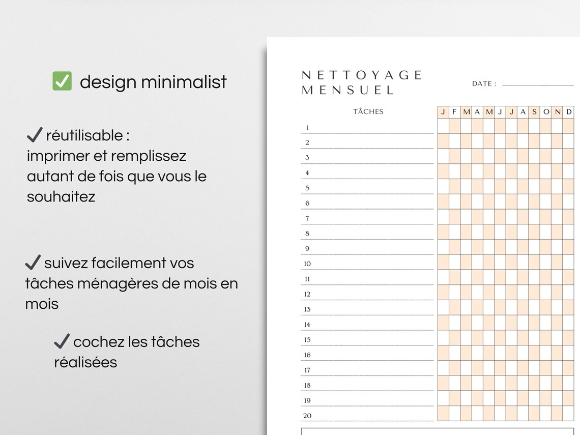 Check List De Nettoyage / Checklist De Menage à Imprimer En Format A4 ...
