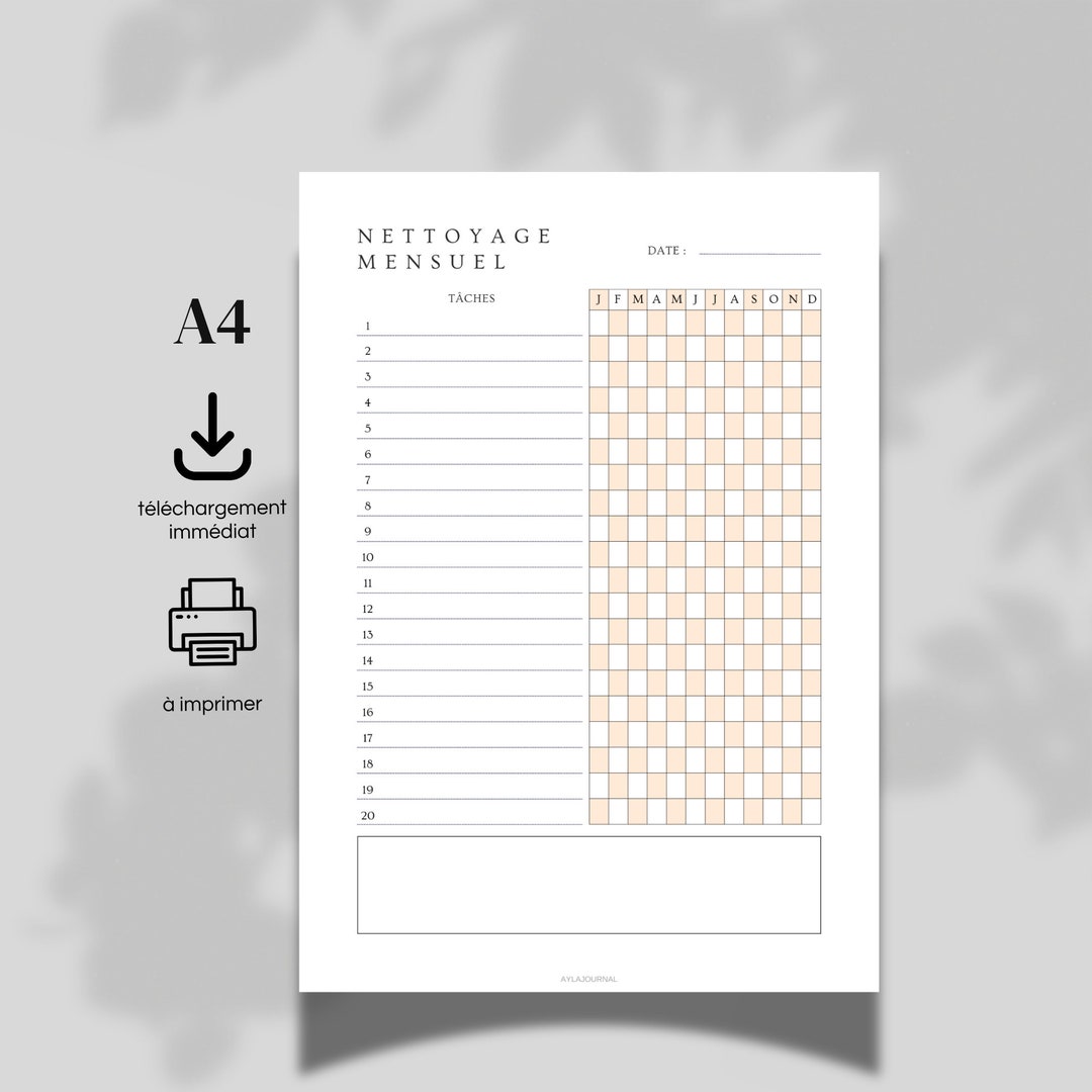 Check List De Nettoyage / Checklist De Menage à Imprimer En Format A4 ...