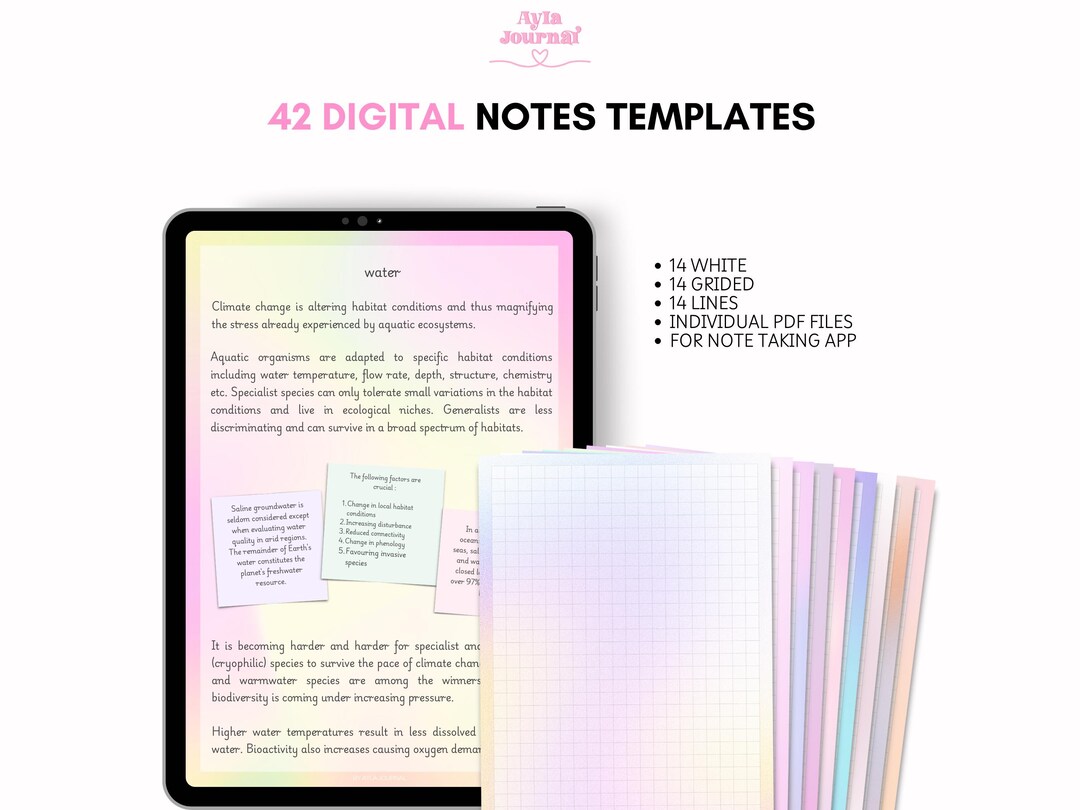 Rainbow Gradient Samsung Notes Templates: Grid - Lined (PDF ...