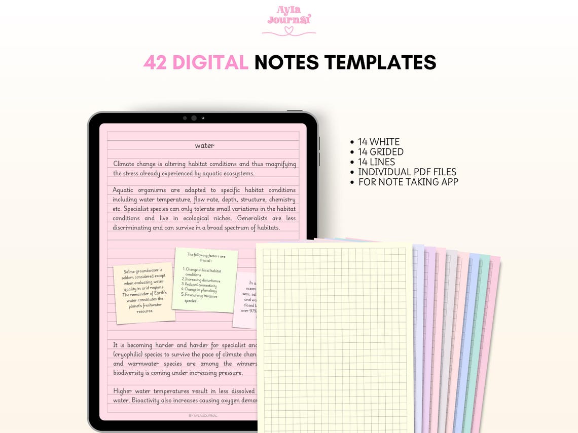 Samsung Notes Templates, Pastel Colors, Compatible With Android ...