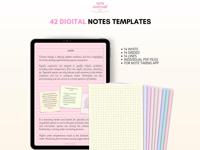 Samsung Notes Templates, Pastel Colors, Compatible With Android ...