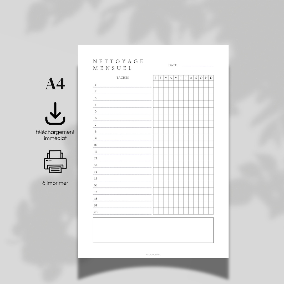 Check List De Nettoyage / Checklist De Menage à Imprimer En Format A4 ...