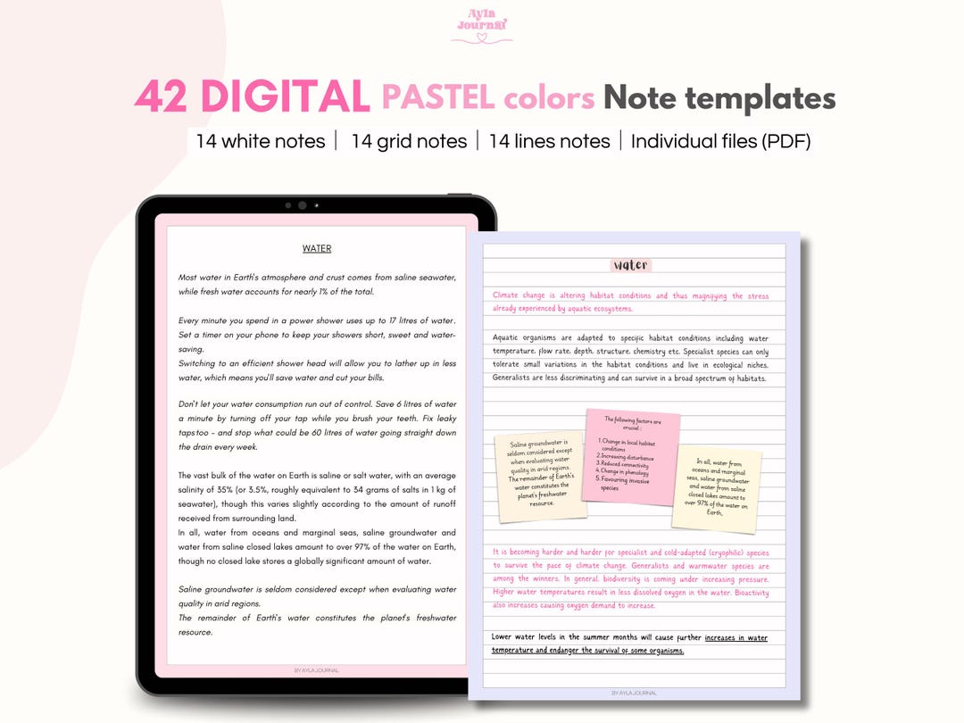 Samsung Notes Templates, Nice Pastel Colors, Compatible With Android ...