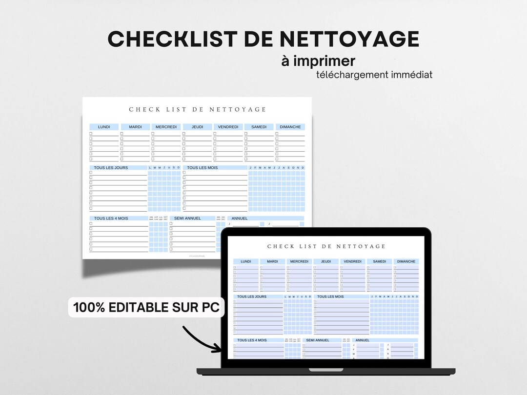 Check List De Nettoyage Français / Checklist De Menage à Imprimer ...