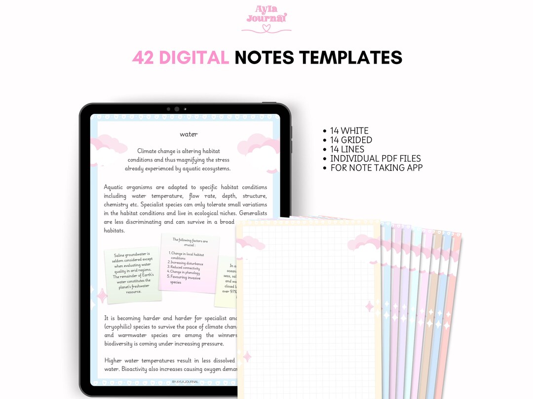 Samsung Notes Templates, Cute Pink Kawaii, Compatible With Android ...
