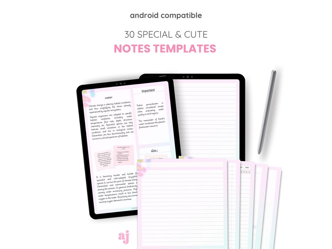 Samsung Notes Templates, Gradient Cute Pink Blue, Compatible With ...