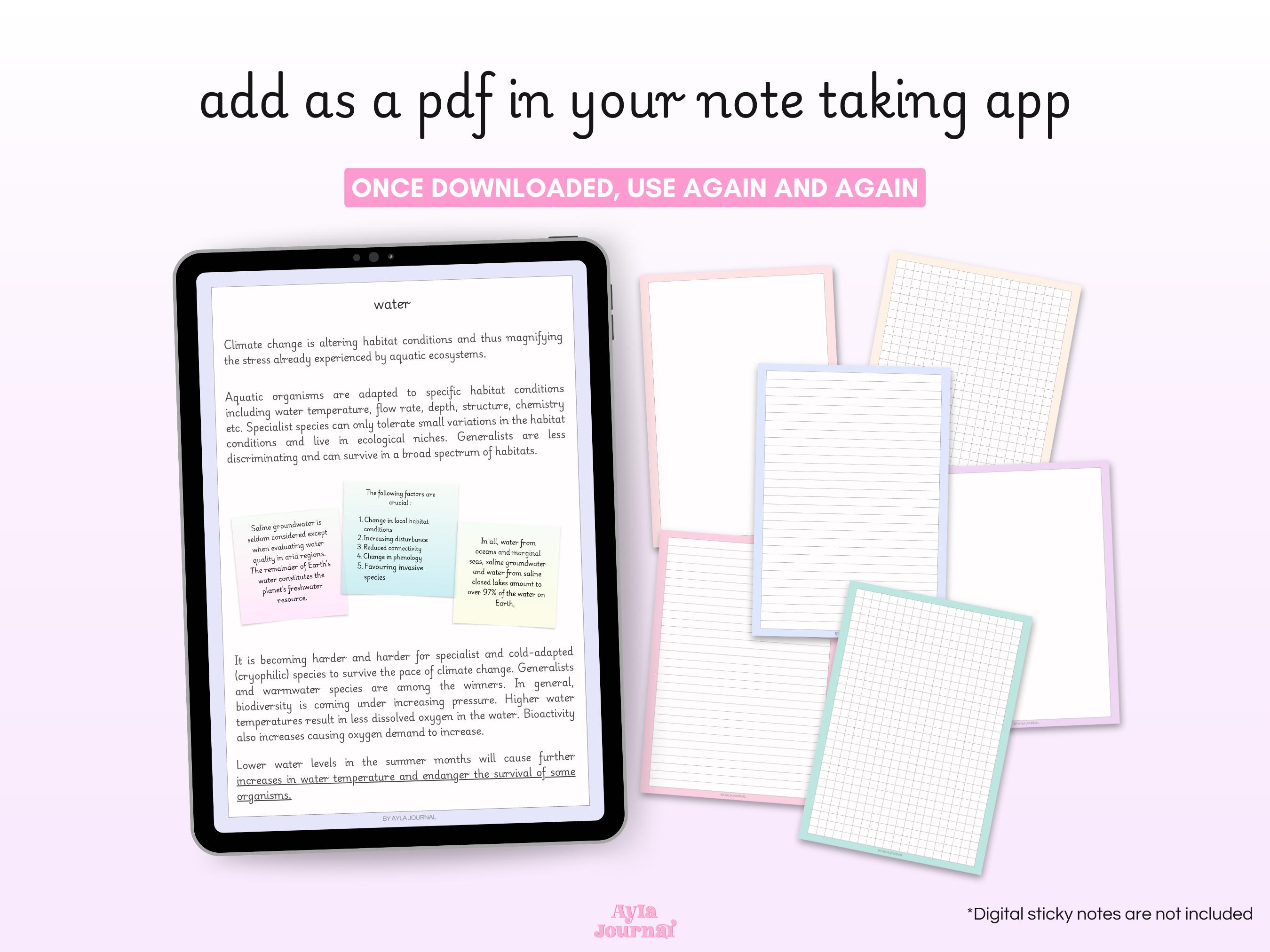 Samsung Notes Templates, Nice Pastel Colors, Compatible With Android ...