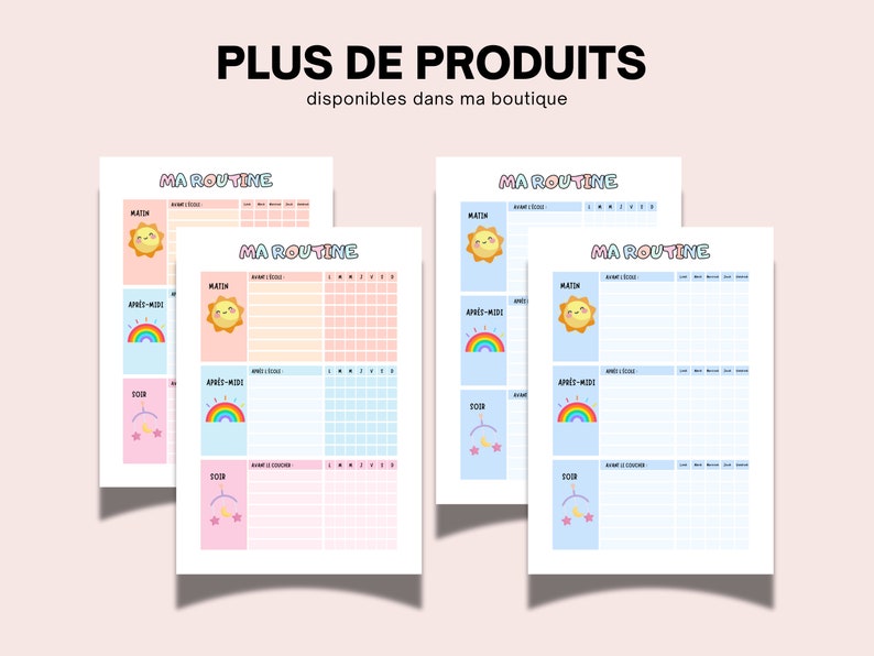 Routine Enfant à Imprimer Tableau Routine Bleu Organisation Enfant ...