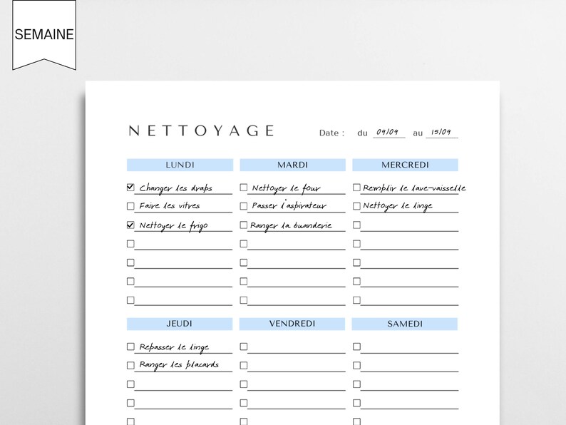 Check List De Nettoyage Français / Checklist De Menage à Imprimer En ...