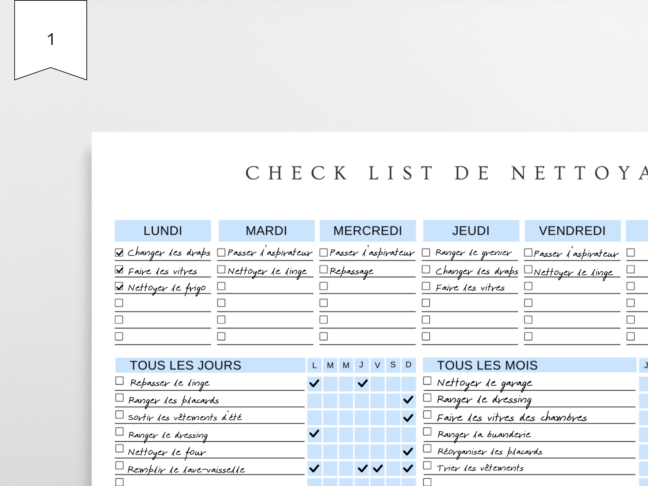 Check List De Nettoyage Français / Checklist De Menage à Imprimer ...