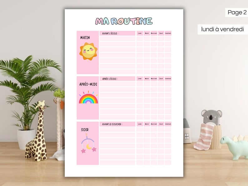 Routine Enfant à Imprimer Matin Et Soir Tableau Routine Apprentissage ...