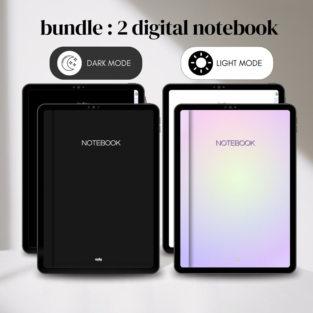 Bundle of 2 Digital Notebook for Students : Dark Mode and Light Mode ...
