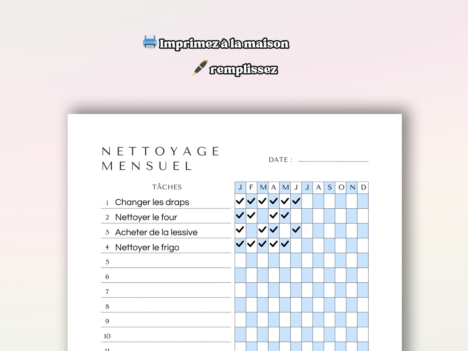 Check List De Nettoyage / Checklist De Menage à Imprimer En Format A4 ...