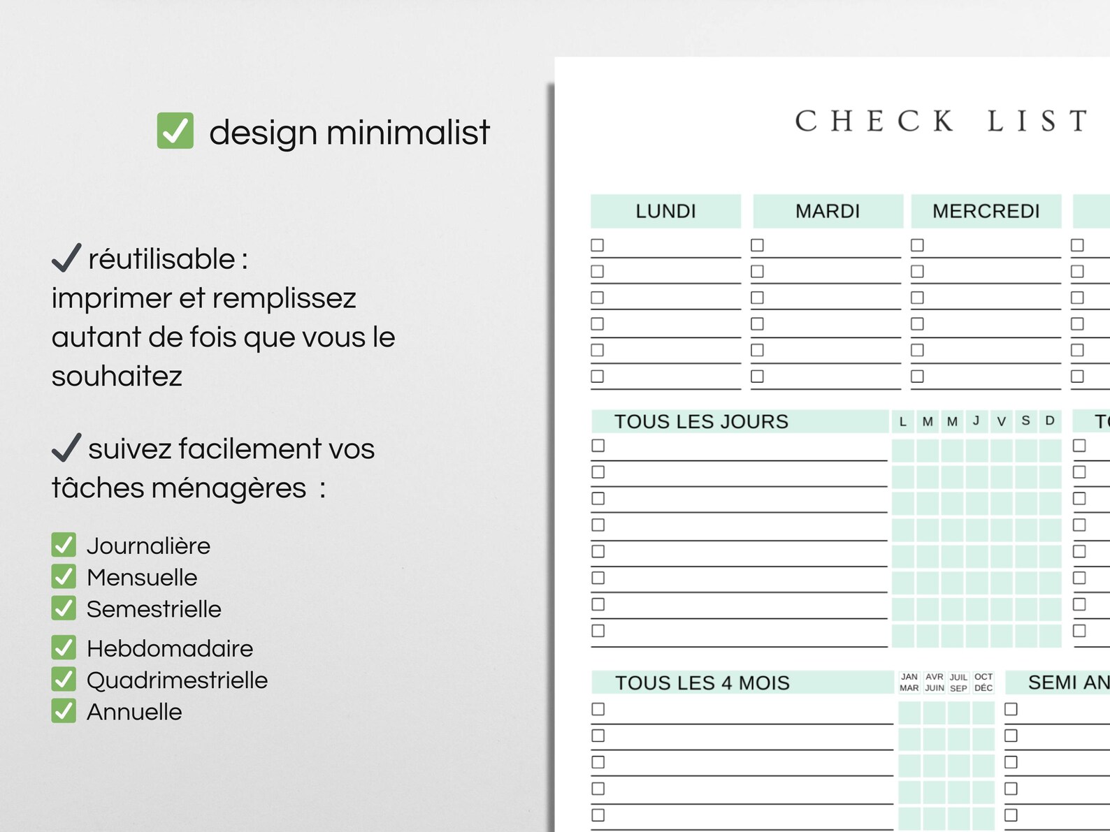 Check List De Nettoyage Français/ Checklist De Menage à Imprimer ...