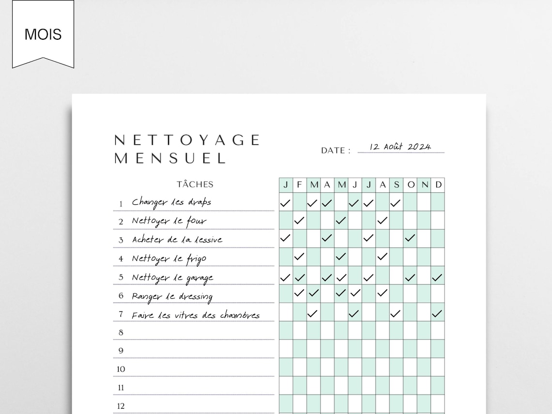 Check List De Nettoyage Français / Checklist De Menage à Imprimer En ...