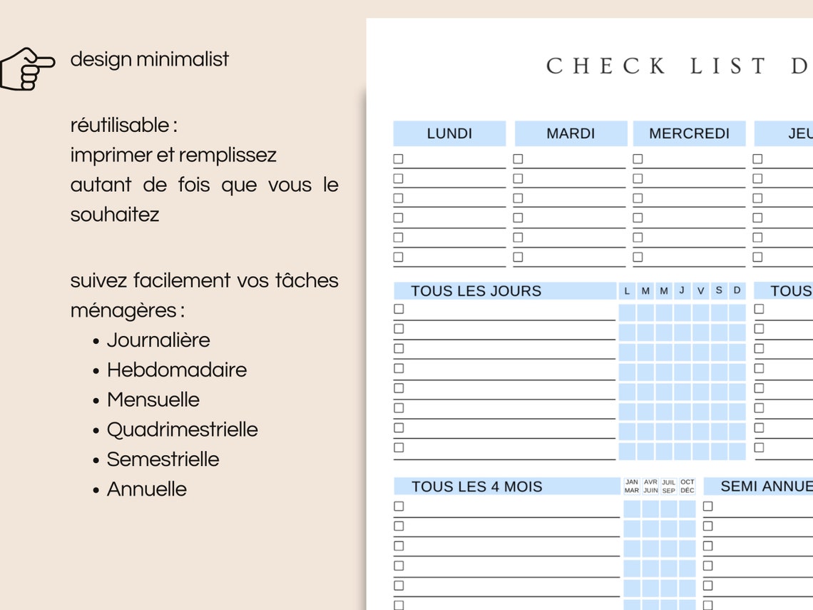 Check List De Nettoyage / Checklist De Menage à Imprimer En Format A4 ...