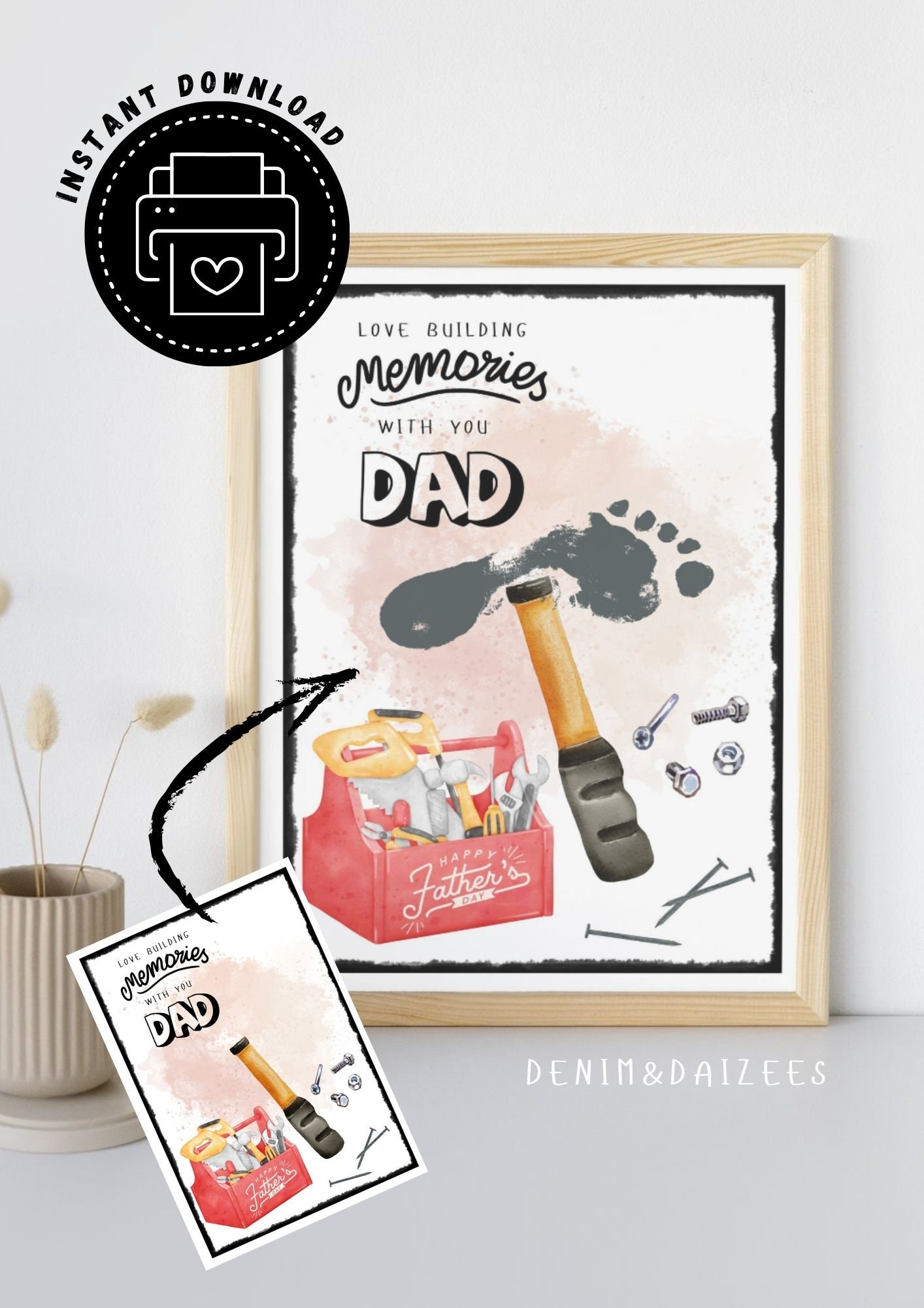Father's Day Printable, Father's Day Handprint Art, Kids DIY Activity ...