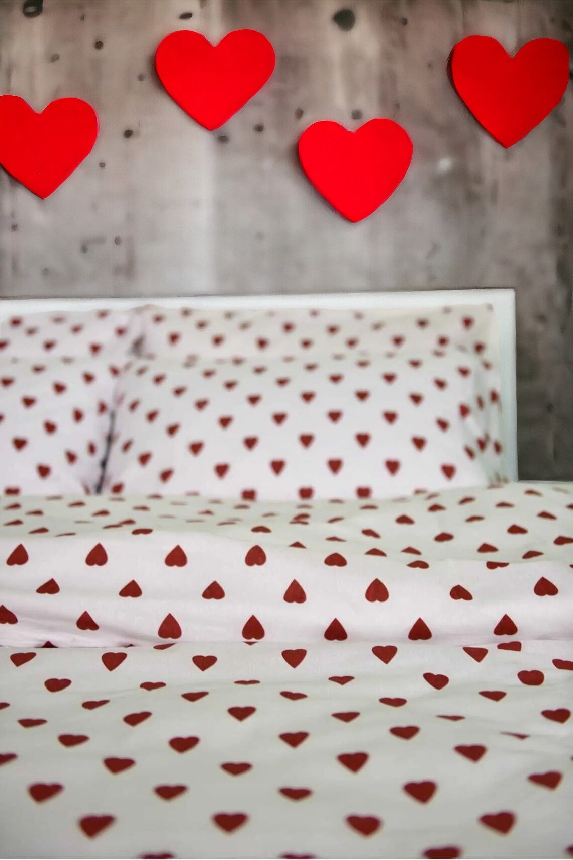 Romantic Red Heart Pattern Double Bed Duvet Cover Set - Etsy